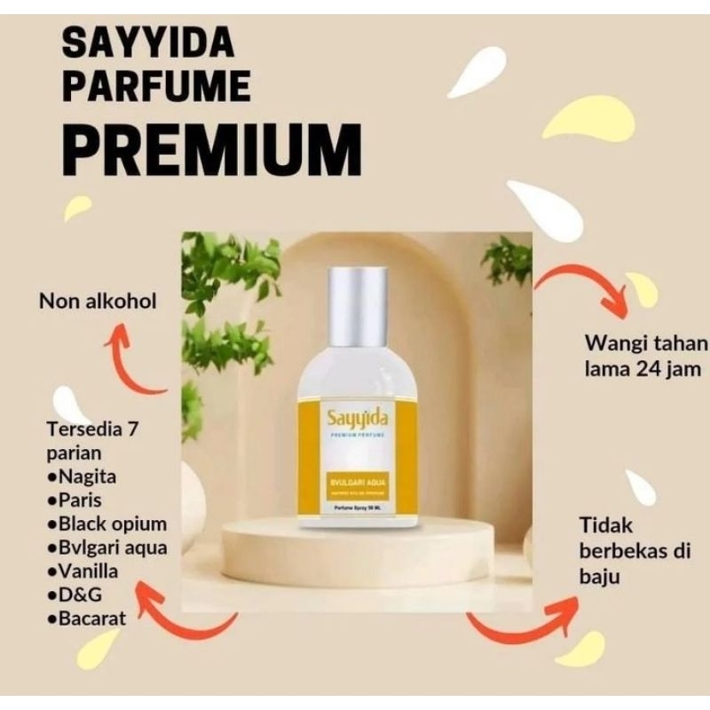 Jual PARFUM SAYYIDA PREMIUM ORIGINAL NON ALKOHOL 100% AWET TAHAN 24 JAM ...