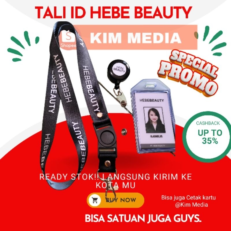 Jual Tali id card Hebebeauty / Lanyard hebebeauty printing / gantungan hebe beauty style satuan ...
