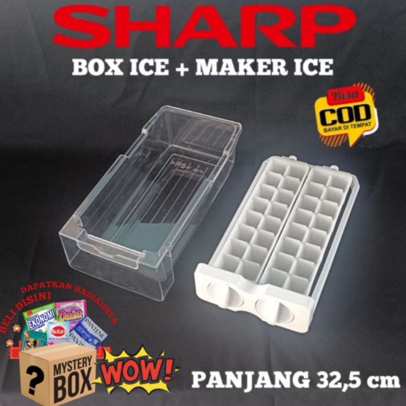 Jual RAK BOX ICE TEMPAT BUAT ES CUBE KULKAS SHARP 2 PINTU PANJANG 32,5 ...