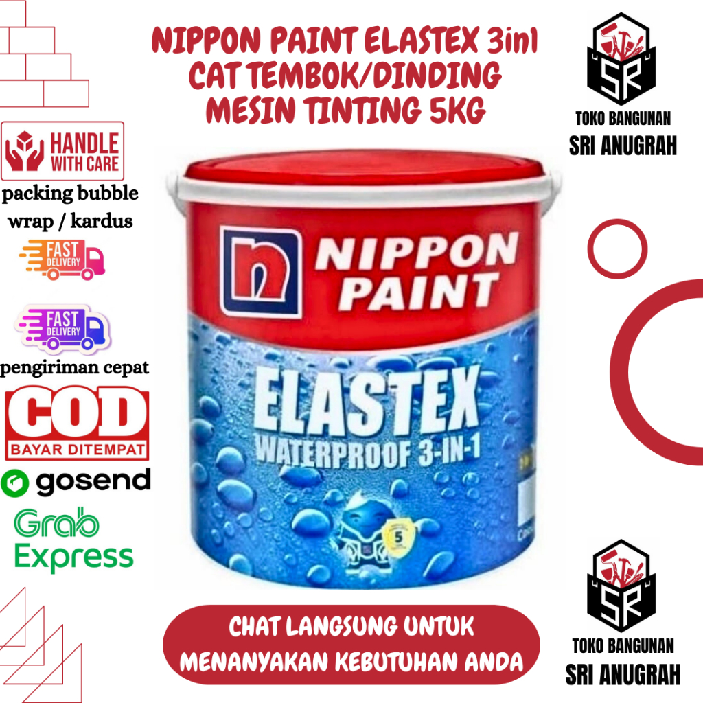 Jual NIPPON PAINT Elastex Waterproof 3in1 Cat Tembok/Dinding Rumah ...