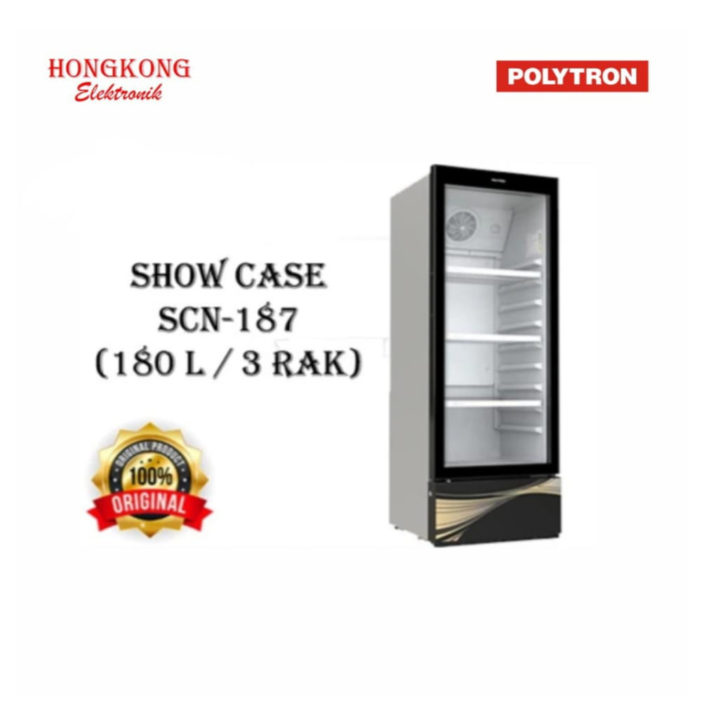 Jual POLYTRON SHOWCASE 1 PINTU 230 LITER SCN 187 3 rak | Shopee Indonesia