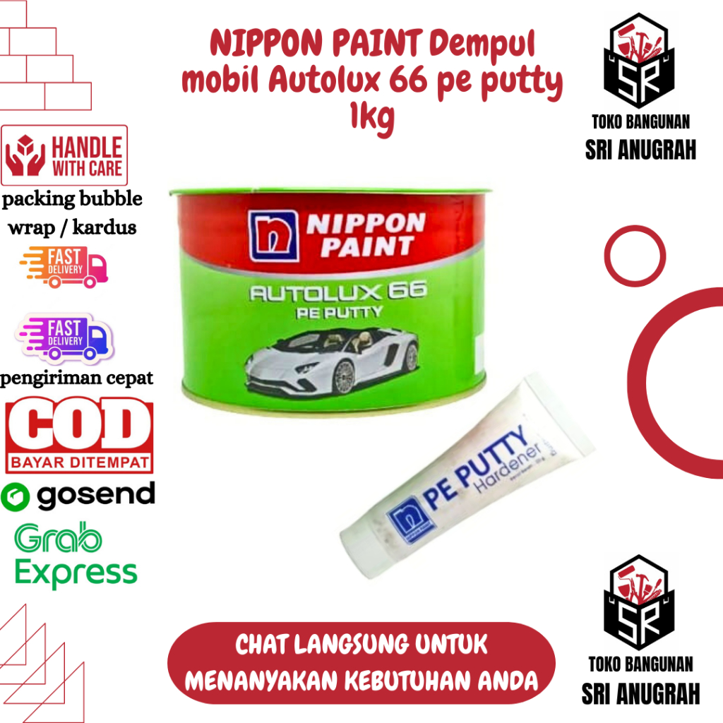 Jual NIPPON PAINT Dempul mobil Autolux 66 pe putty 1kg | Shopee Indonesia