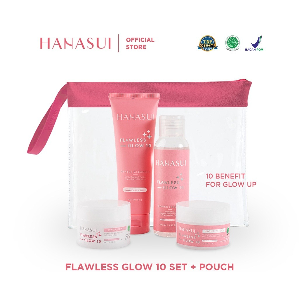 Jual Paket Lengkap HANASUI Flawless Glow Isi 4 (PINK)- Series with ...