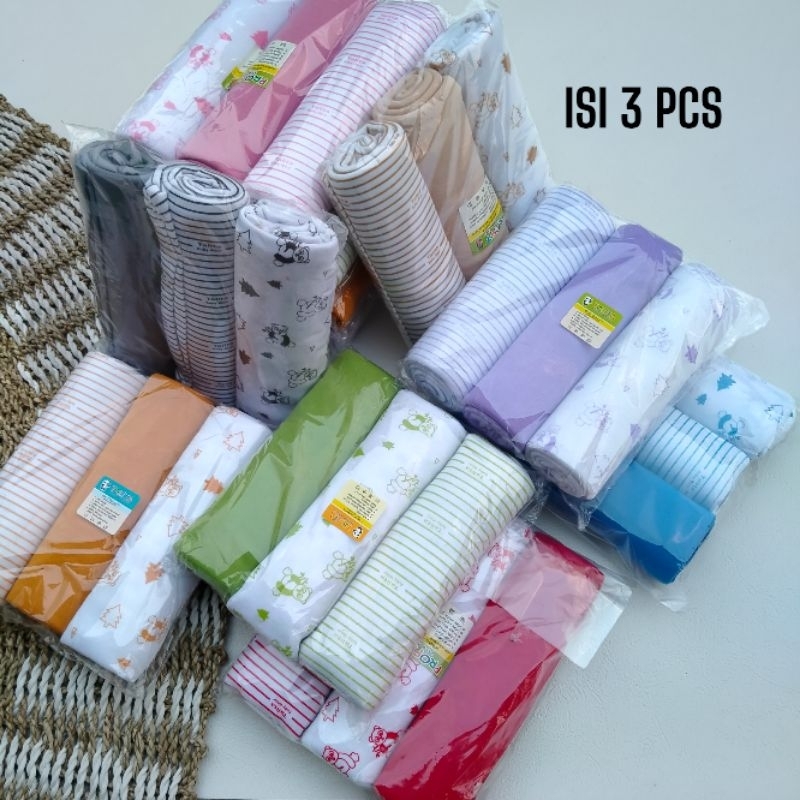Jual 3 PCS BEDONG PERNEL BAYI BAHAN KAOS SERI WARNA 90 X 110 CM ...