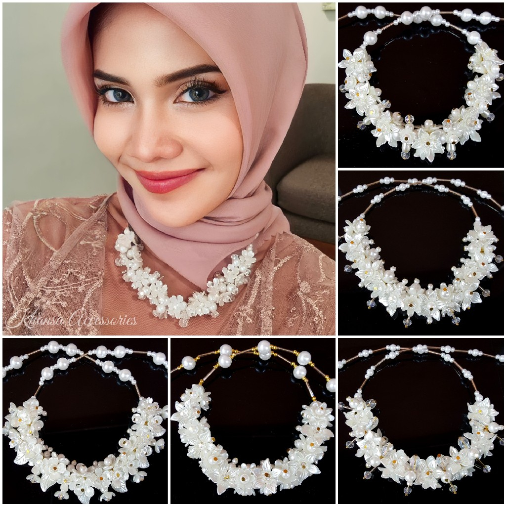 Jual Kalung Hijab Manik Manik Bunga Mutiara Aksesoris Wanita - KH020 ...