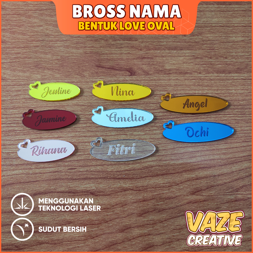 Jual BROSS NAMA OVAL LOVE / CUSTOM BROSS NAMA Grafir Gold Dark Rose ...