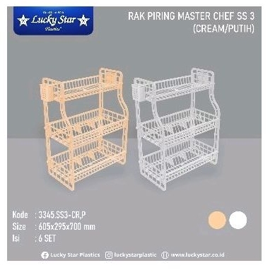 Jual Rak piring plastik master susun 3 lucky star | Shopee Indonesia
