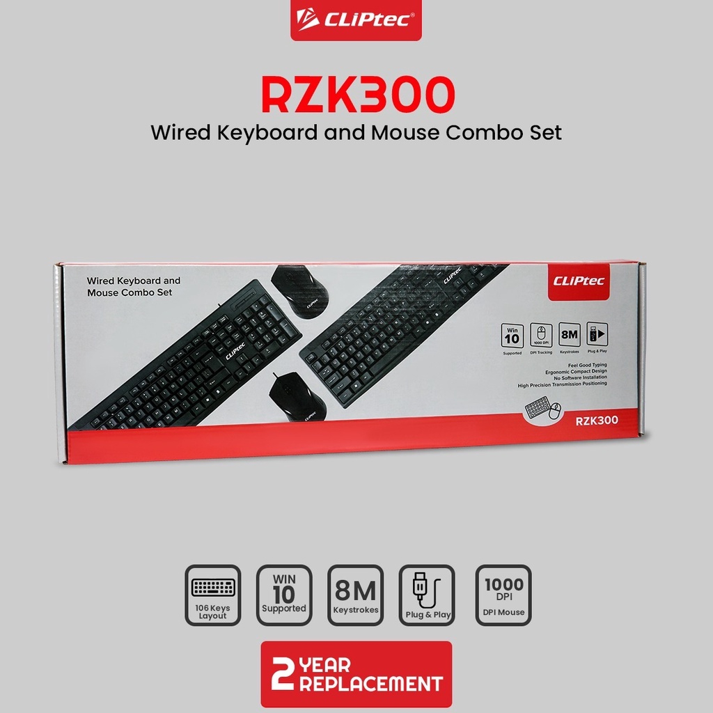 Jual Keyboard & Mouse Combo Set Wired CLIPtec RZK300 Original + Buble ...