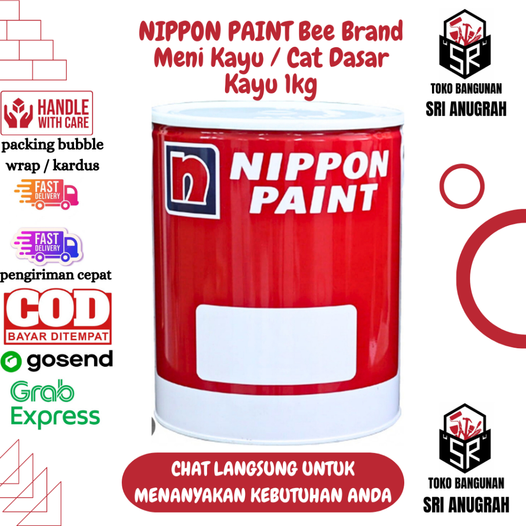 Jual NIPPON PAINT Bee Brand Meni Kayu / Cat Dasar Kayu 1kg | Shopee ...