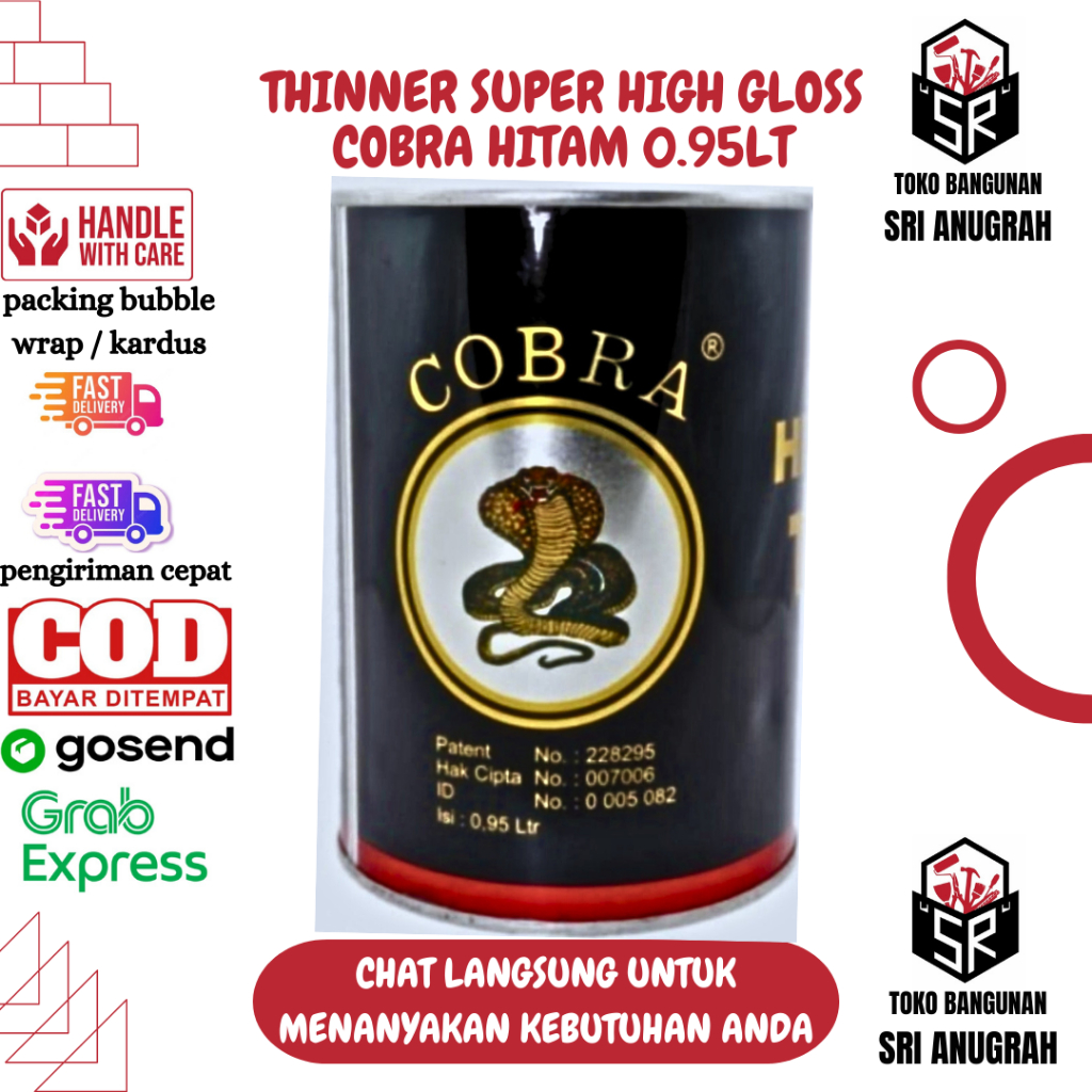 Jual Thinner Cobra Hitam Super High Gloss 0.95Liter | Shopee Indonesia