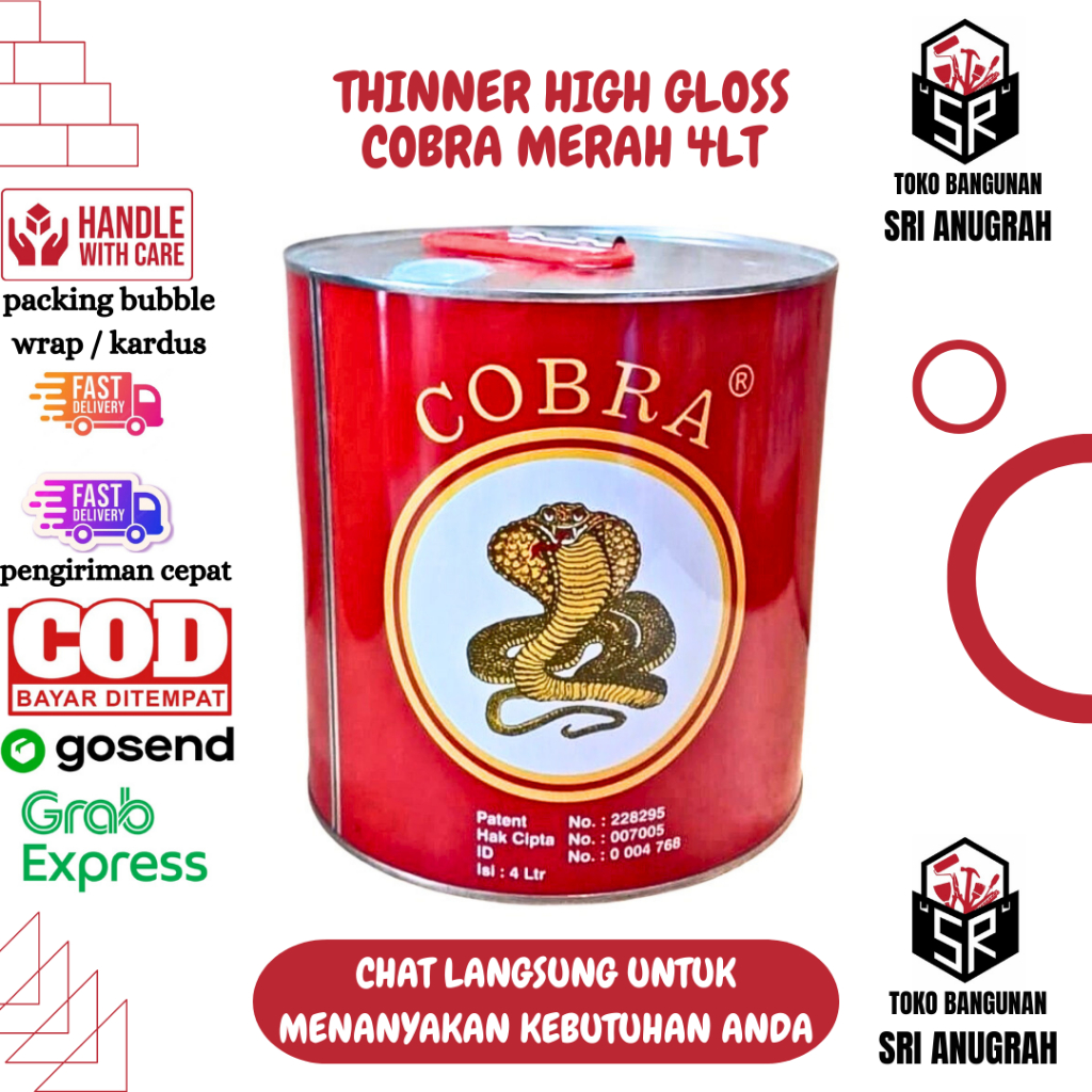 Jual Thinner Cobra Merah High Gloss 4lt | Shopee Indonesia