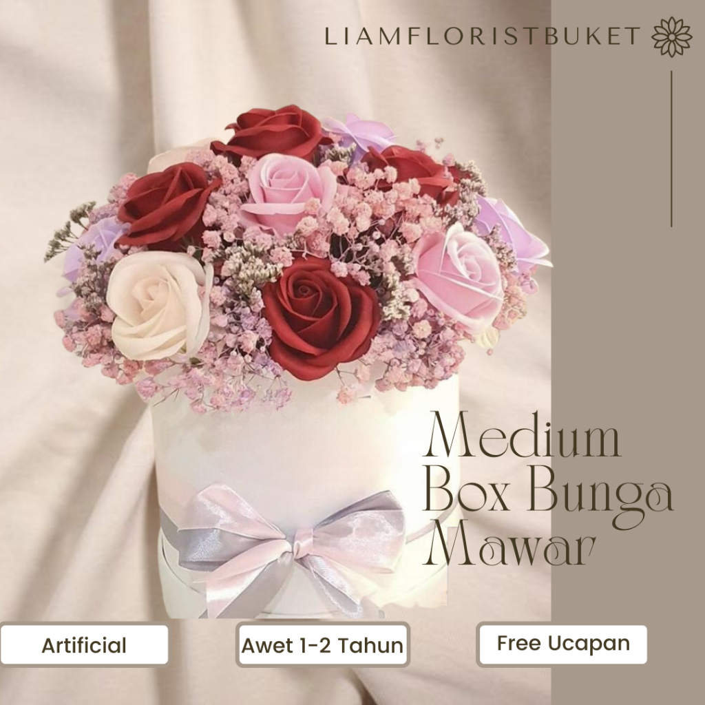 Jual BLOOM BOX BUNGA/MEDIUM BOX BUNGA MAWAR/RANGKAIAN BUNGA BOX/KADO WISUDA/BUKET ANNIVERSARY ...