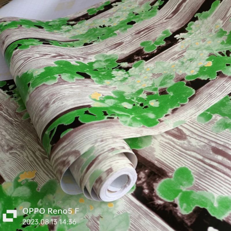 Jual Wallpaper Sticker Dinding Kayu Daun Hijau Dekorasi Dinding Pagar Dll | Shopee Indonesia