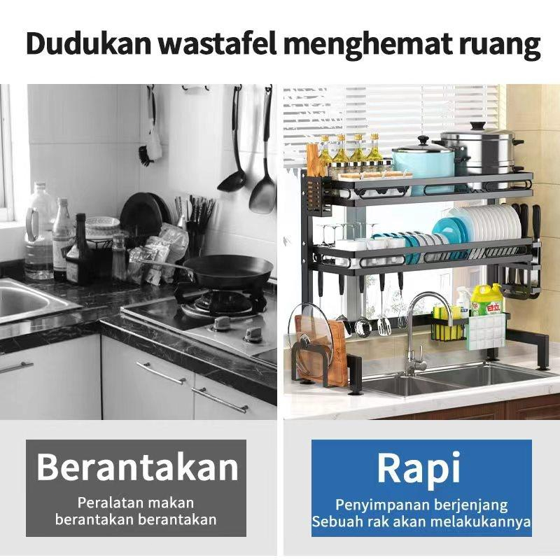 Jual Olhome Rak Cuci Piring Dapur Piring Wastafel Stainless Steel Hitam ...