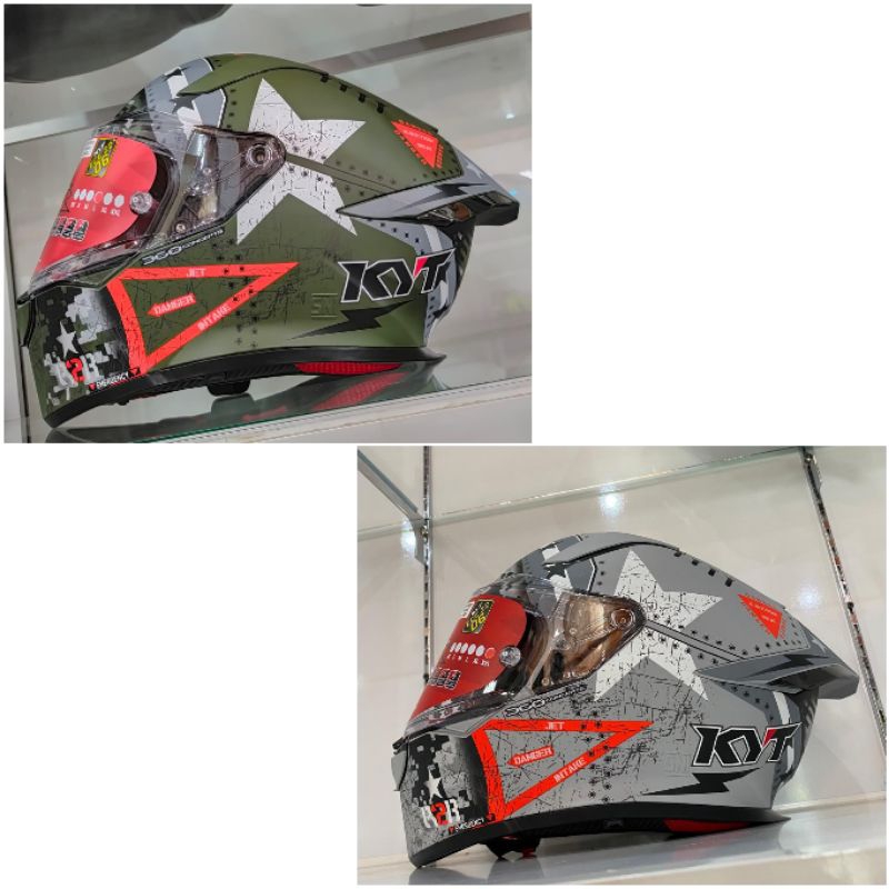 Jual Helm Full Face KYT R2R Pro Assault Matt Silver Green (Ongkir ...