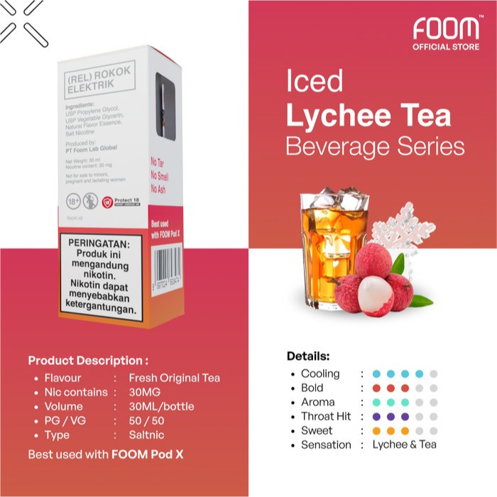 Jual Foom Iced Lychee Tea Saltnic 30ML by Foom Lab | Shopee Indonesia