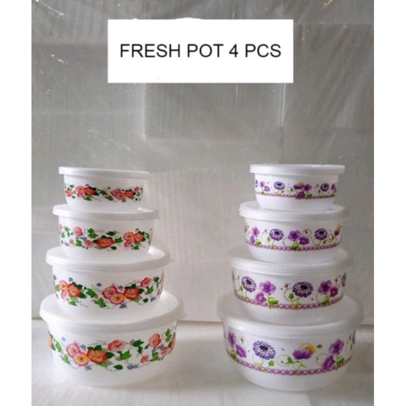 Jual fresh pot 4 susun putih+dus/tempat makan | Shopee Indonesia
