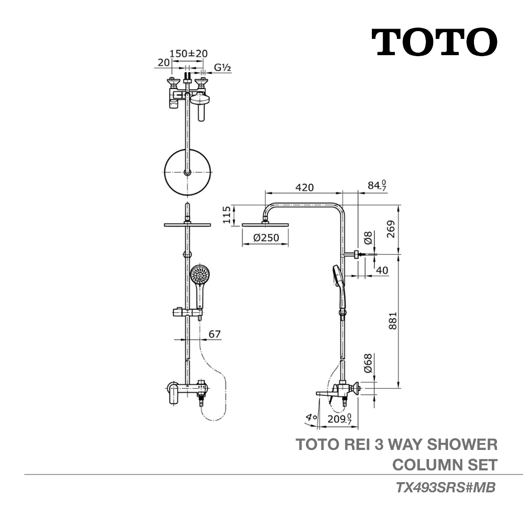 Jual TOTO MATTE BLACK Rei S Shower Column Set / Shower Tiang TX493SRS | Shopee Indonesia