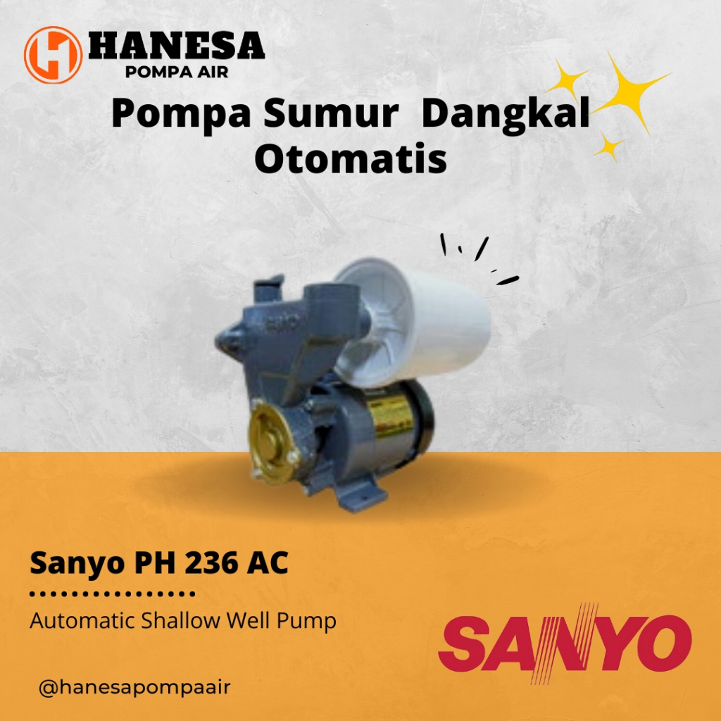 Jual Sanyo PH 236 AC-S Pompa Air Sumur Dangkal Otomatis | Shopee Indonesia