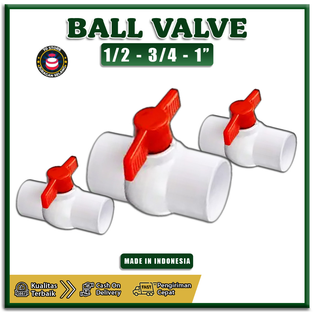 Jual BALL VALVE 1/2 3/4 1 INCH SAMBUNGAN KRAN PIPA STOP KRAN PENGATUR ALIRAN AIR BAHAN PVC TEBAL ...