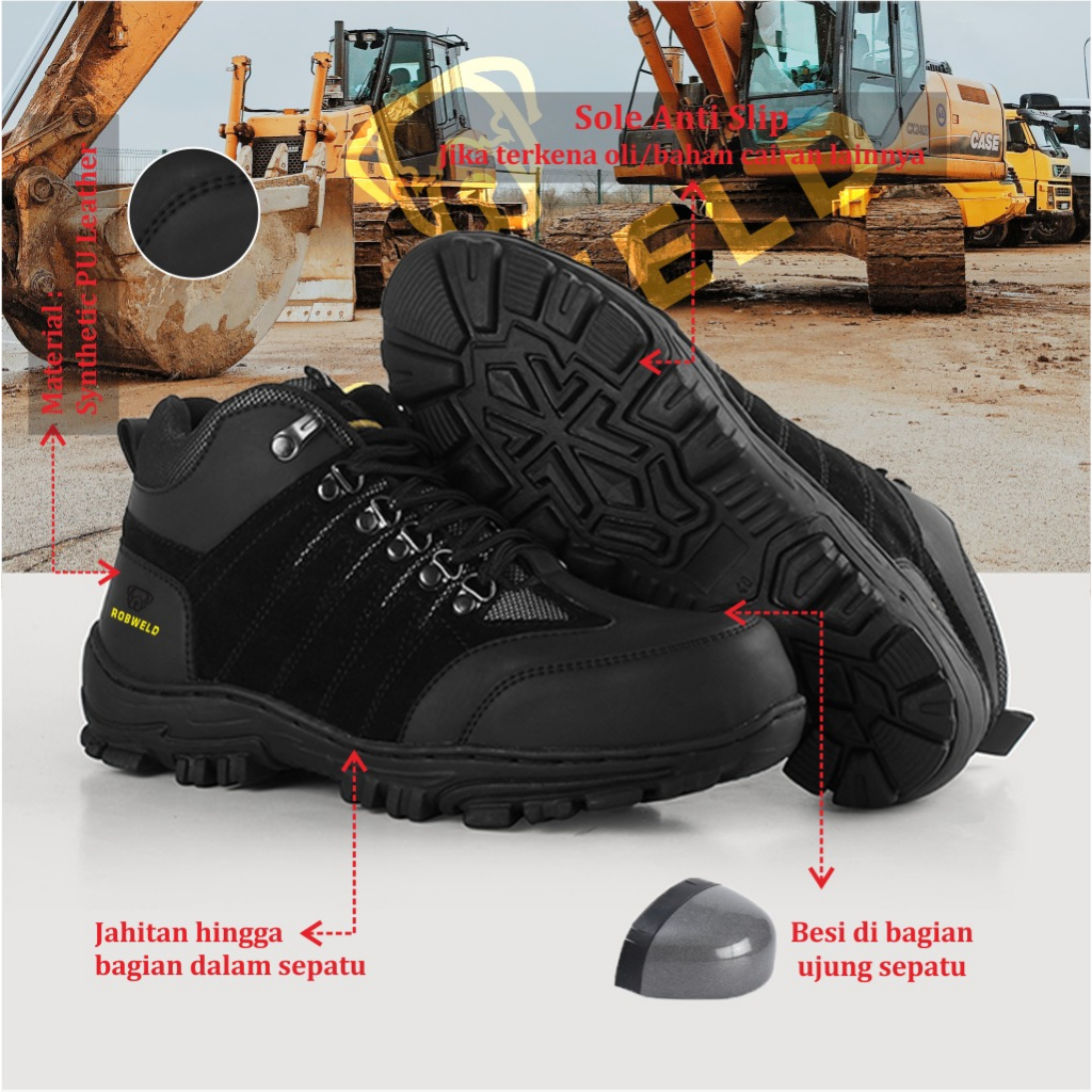 Jual Sepatu Safety Pria Ujung Besi Sefty Proyek Septi Kerja Lapangan ...