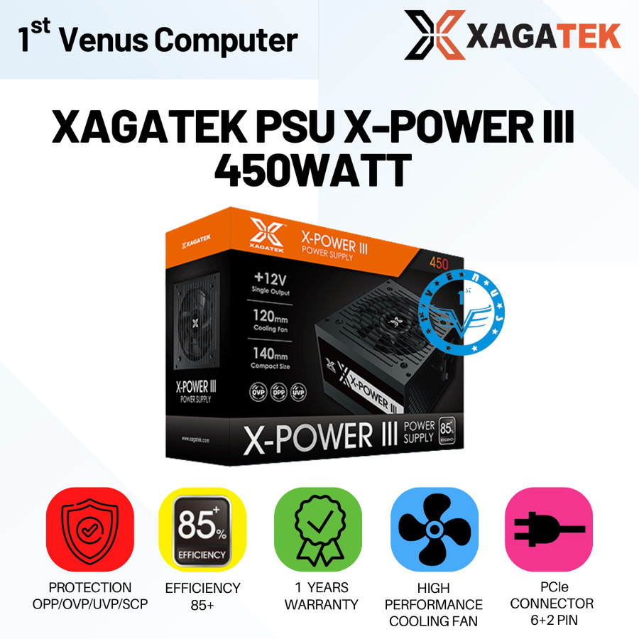 Jual PSU XAGATEK X-POWER III 450WATT 80+ PLUS POWER SUPPLY / PSU01-XAG ...