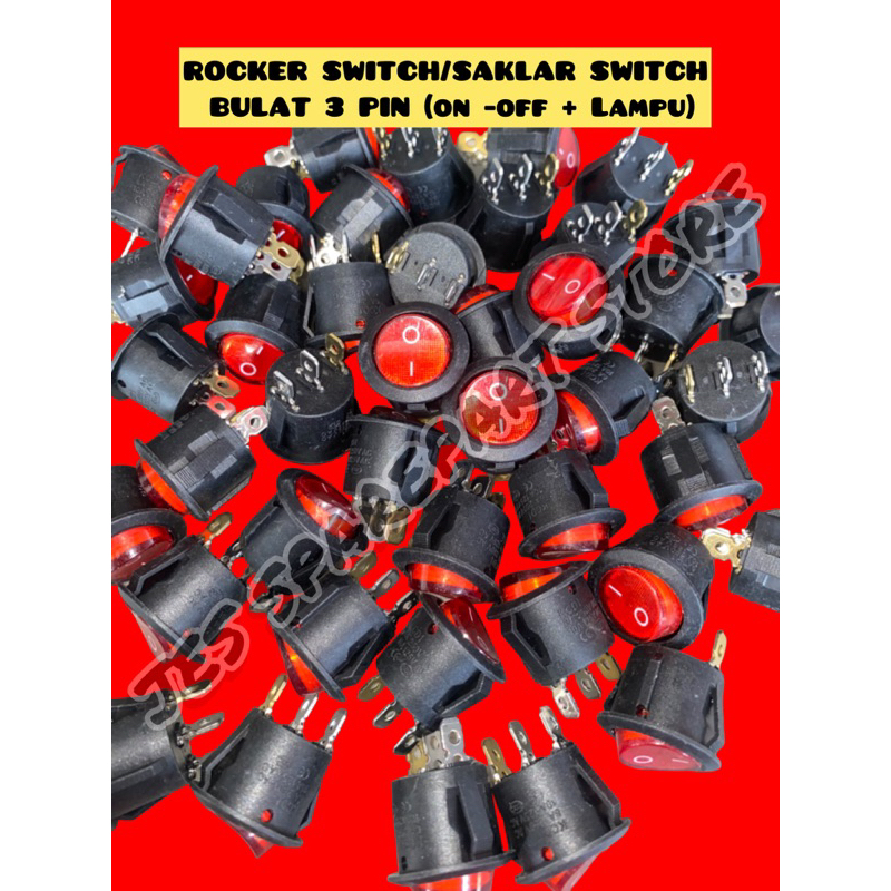 Jual ROCKER SWITCH/SAKLAR SWITCH BULAT 3 PIN (on -off + Lampu) | Shopee ...