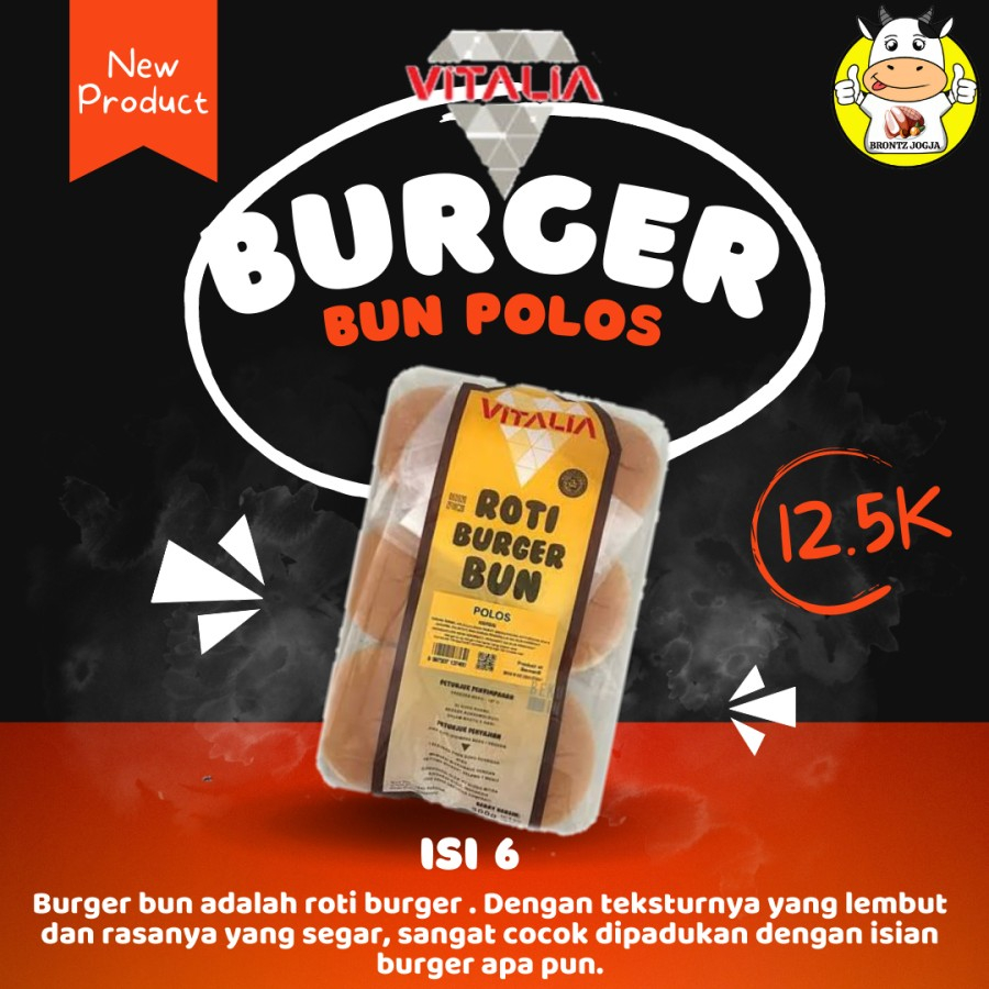 Jual VITALIA ROTI BURGER BUN POLOS 300GR ISI 6 - FROZEN FOOD - BRONTZ ...