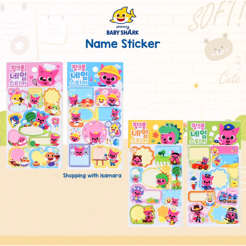 Jual Pinkfong Baby Shark Name Sticker | Shopee Indonesia