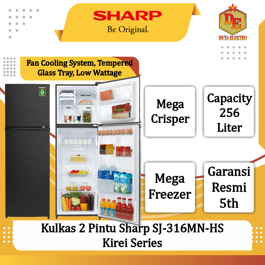 Jual Kulkas 2 Pintu Sharp SJ 316 MNHS Kirei Series | Shopee Indonesia