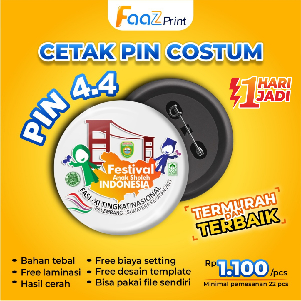 Jual (𝗞𝗜𝗟𝗔𝗧 𝟭 𝗛𝗔𝗥𝗜 𝗝𝗔𝗗𝗜) PIN HITAM CUSTOM ukuran 4.4 cm dan 5.8 cm ...
