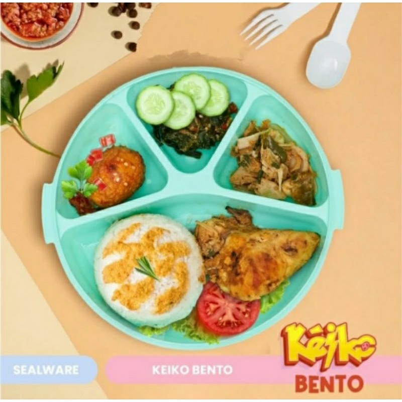Jual Lunch Box Keiko Bento Wadah Bekel Bulat Tempat Makan Sekat 4 Bahan ...