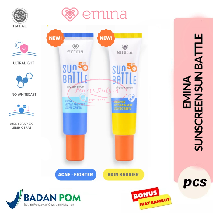 Jual Emina Sun Battle SPF 50 PA++++ Barrier Hydraburst Sunscreen and ...