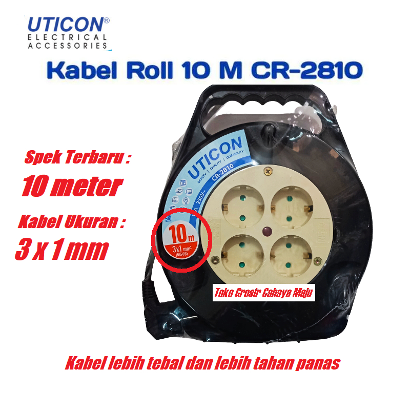Jual Kabel Roll UTICON 10m 10 m 10 Meter Rol Kabel Stop Kontak CR-2810 ...
