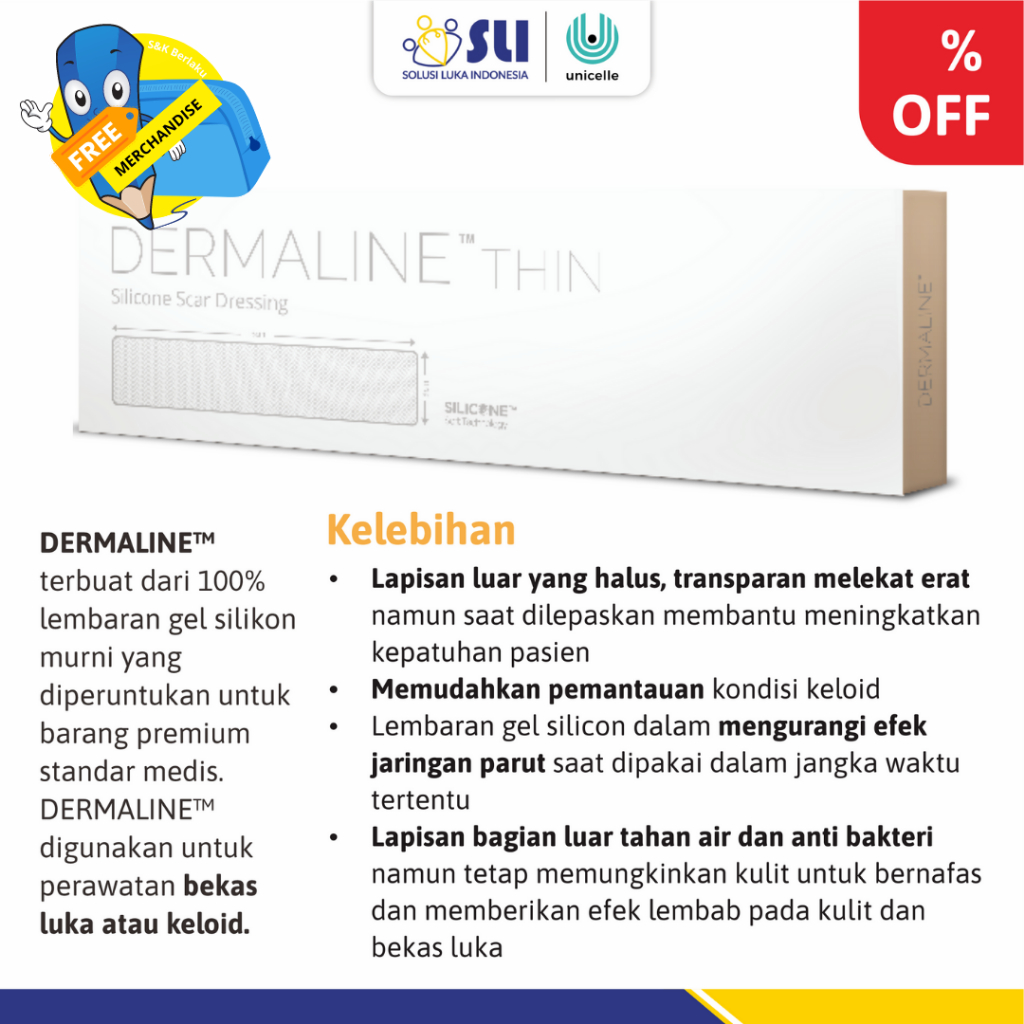 Jual DERMALINE THIN - HYDROCOLOID I PENGHILANG BEKAS LUKA KELOID ...