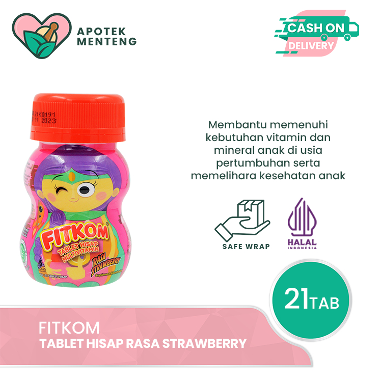 Jual Fitkom Rasa Strawberry 21 Tablet - Multivitamin Tablet Hisap Anak ...