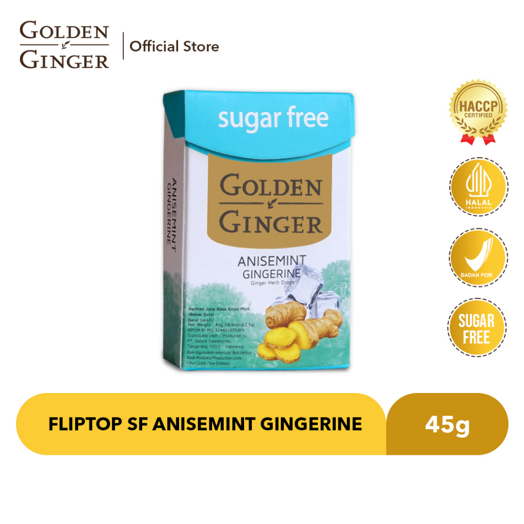 Jual Golden Ginger Fliptop Sugar Free Anisemint Gingerine 45gr | Shopee ...