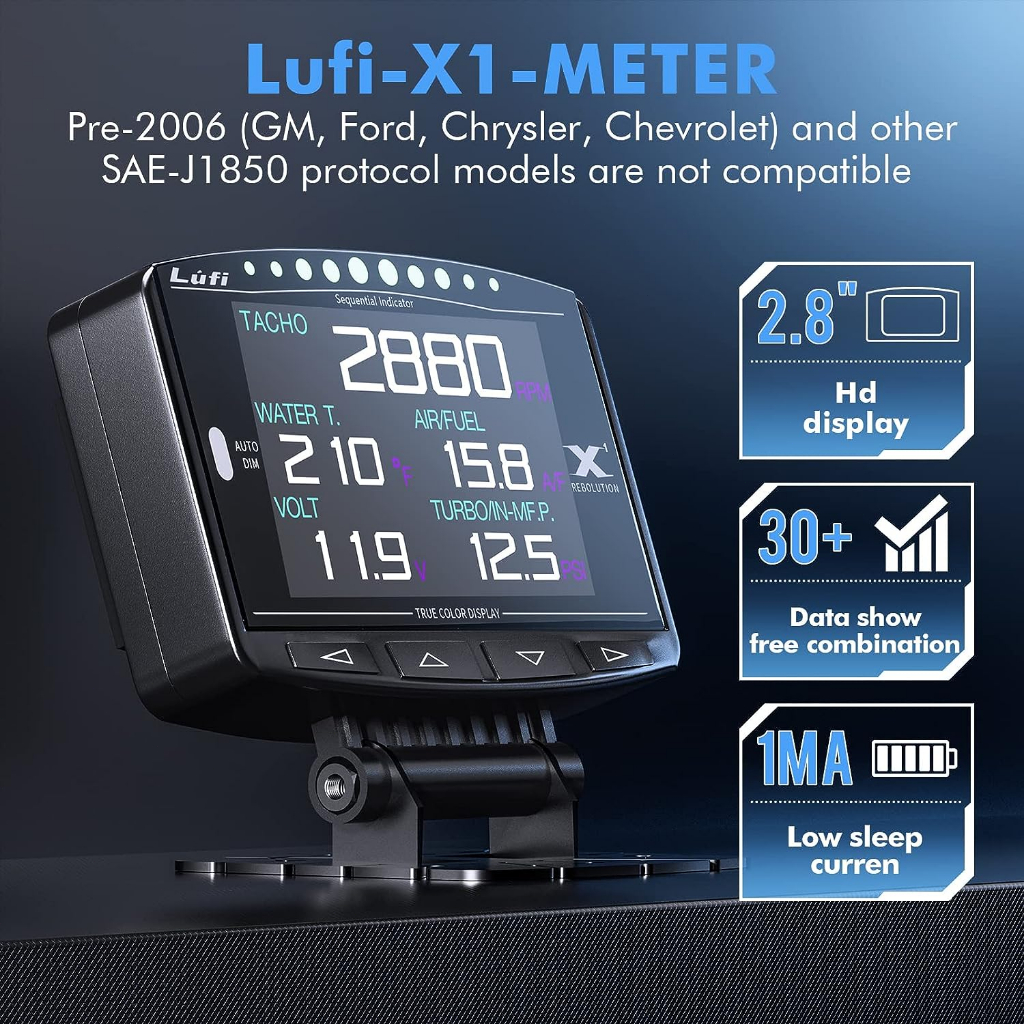 Jual Lufi X1 Multi Meter Gauge Smart Digital 2.8‘ PNP OBD OBD2 English ...