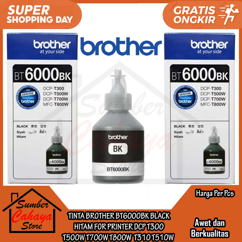 Jual Brother Tinta Bt6000bk Black Hitam Refill Ink For Printer Perinter Dcp T300 T500w T700w ...
