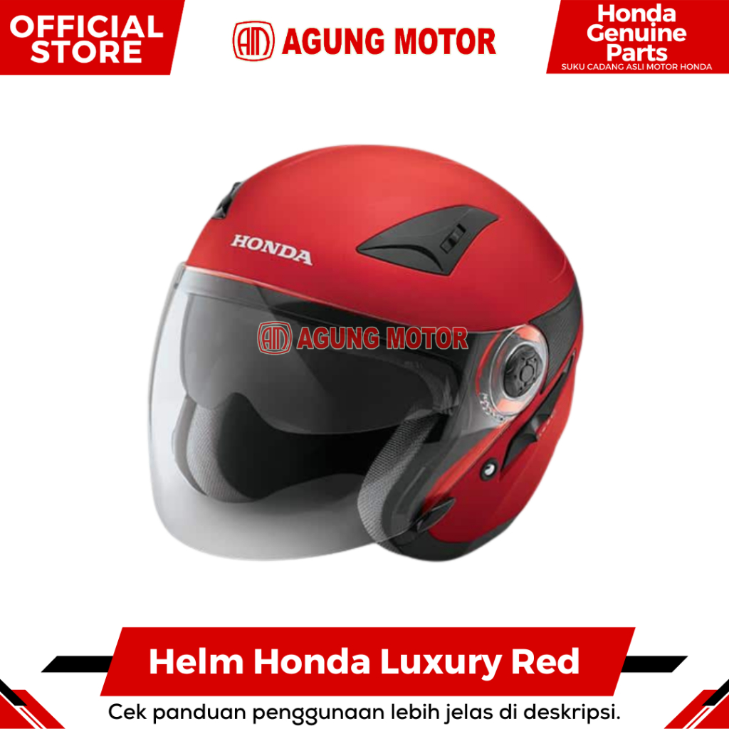 Jual Helm Honda Luxury Red / Helm / Helm Half Face | Shopee Indonesia