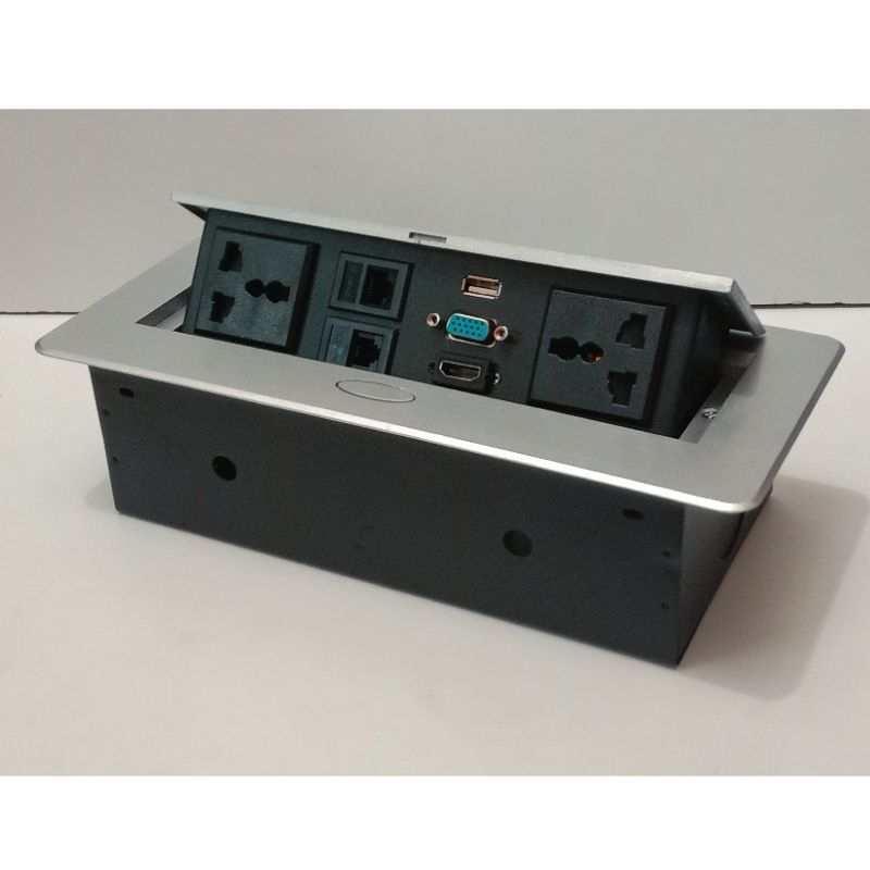 Jual Stop Kontak Meja Flip Up Stopkontak Table Socket silver Meeting ...