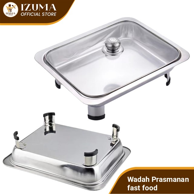 Jual IZUMA Prasmanan Fast Food Dish Tutup Kaca Stainless/ Wadah saji ...