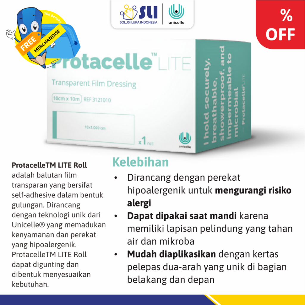 Jual Protacelle Lite Roll Transparant Film, Balutan Luka, tahan air 10 ...