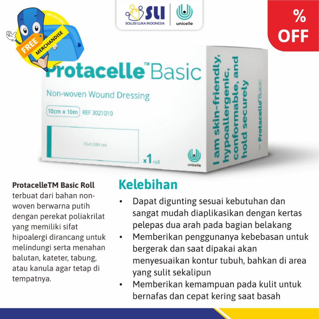 Jual Plester Luka - Protacelle Basic Roll NonWoven Dressing 10 cm x 10 ...