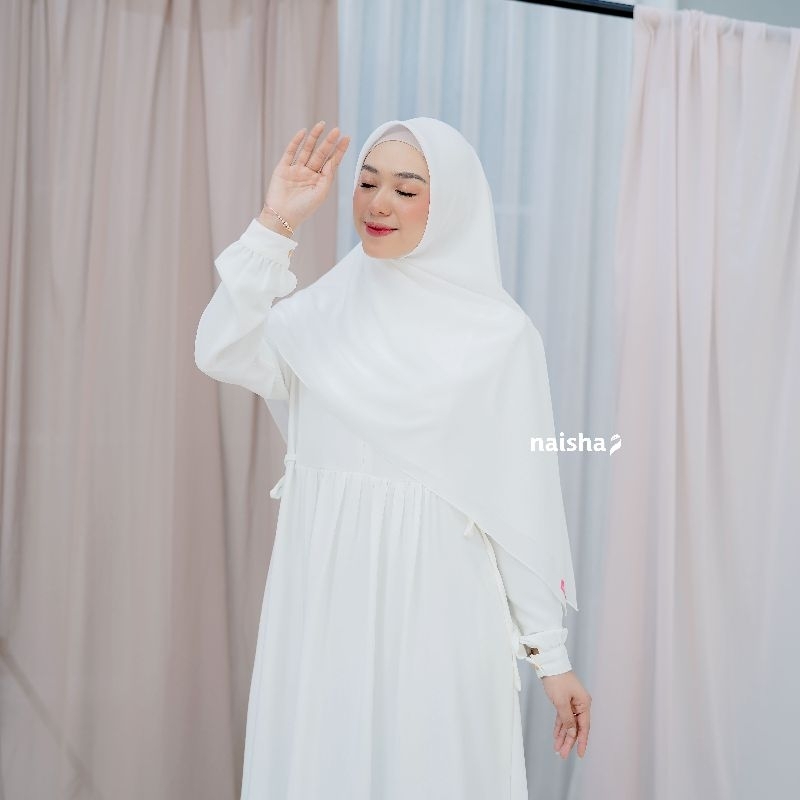 Jual Gamis lebaran putih broken white premium full furing | dress putih ...