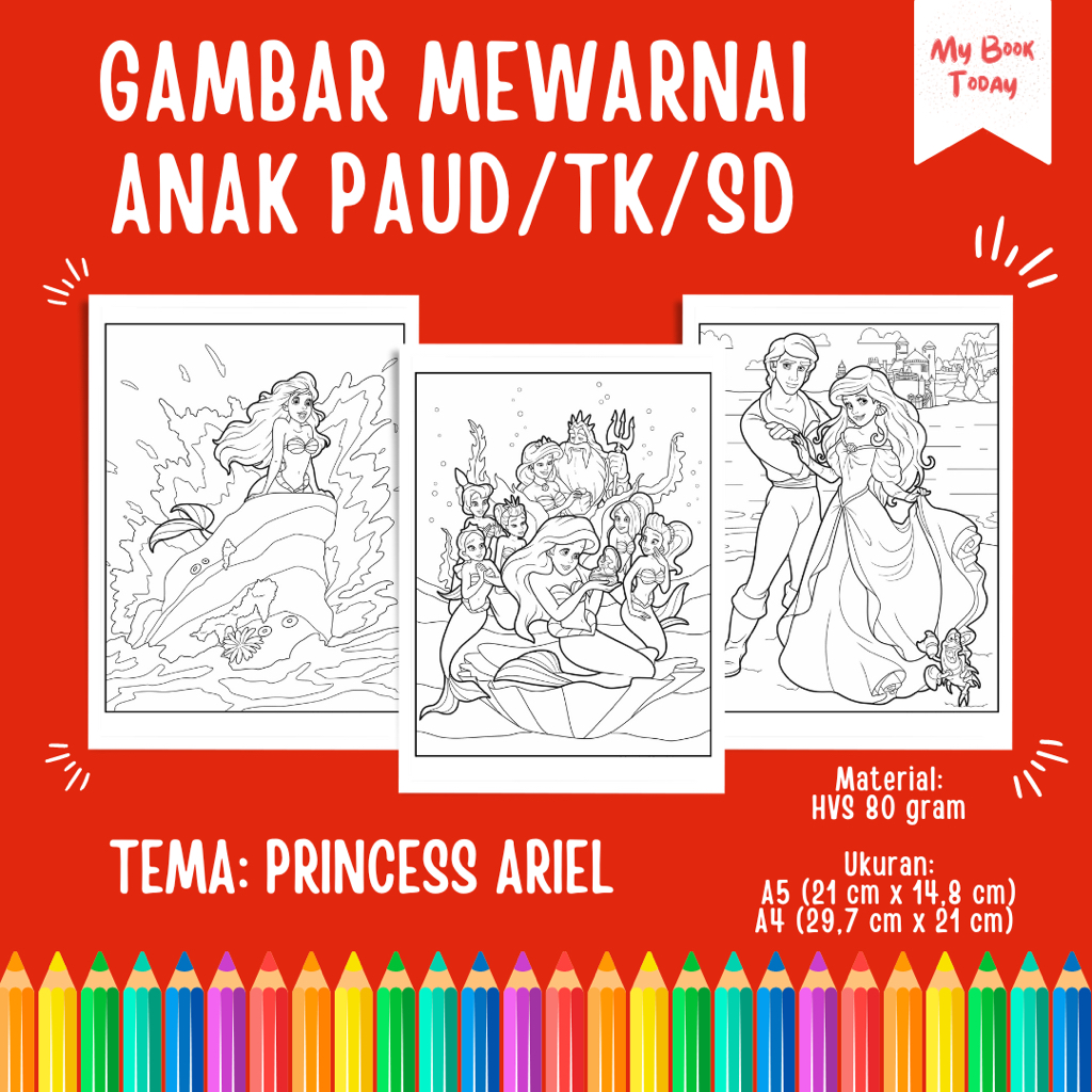 Jual [My Book Today] Lembar Kertas Sketsa Gambar Mewarnai untuk Anak ...
