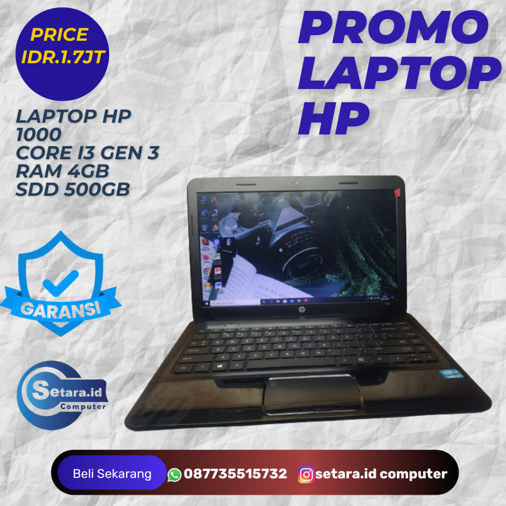 Jual PROMO!!! laptop Hp 1000 core i3 gen 3 hardisk 500gb ram 4gb ...