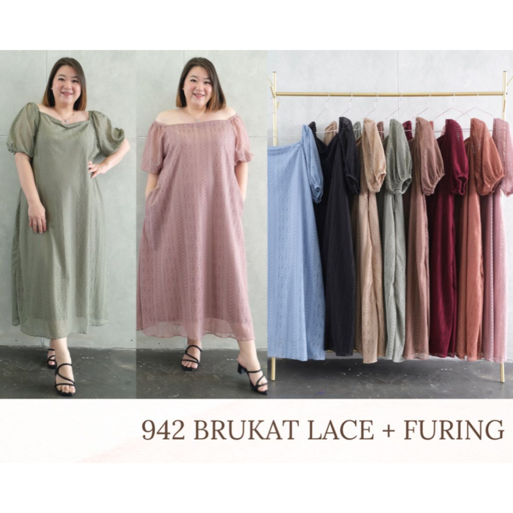 Jual MelviaPlus | 942 Dress Sabrina Jumbo Wanita Brukat Lace + Furring ...