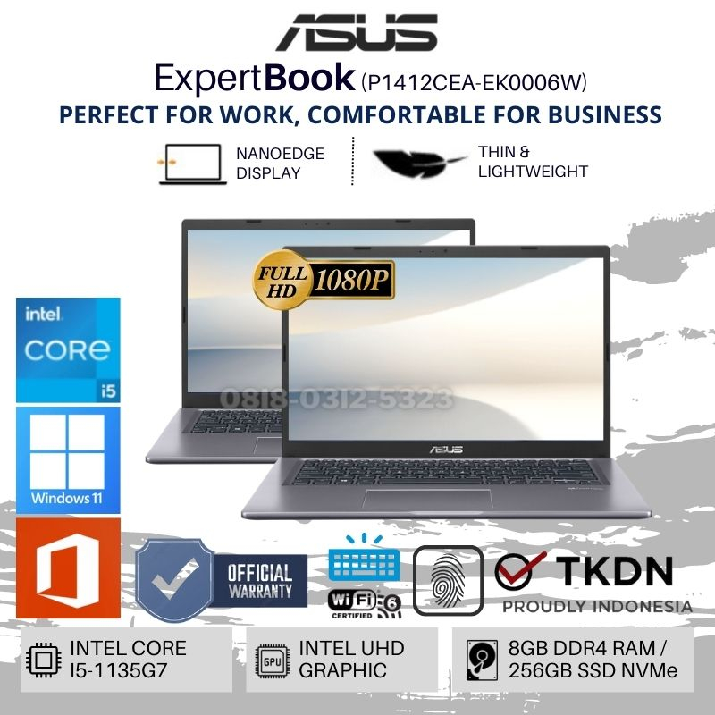 Jual ASUS Expertbook P1412CEA EK0006W i5-1135G7 8GB 256GB Windows 11 ...