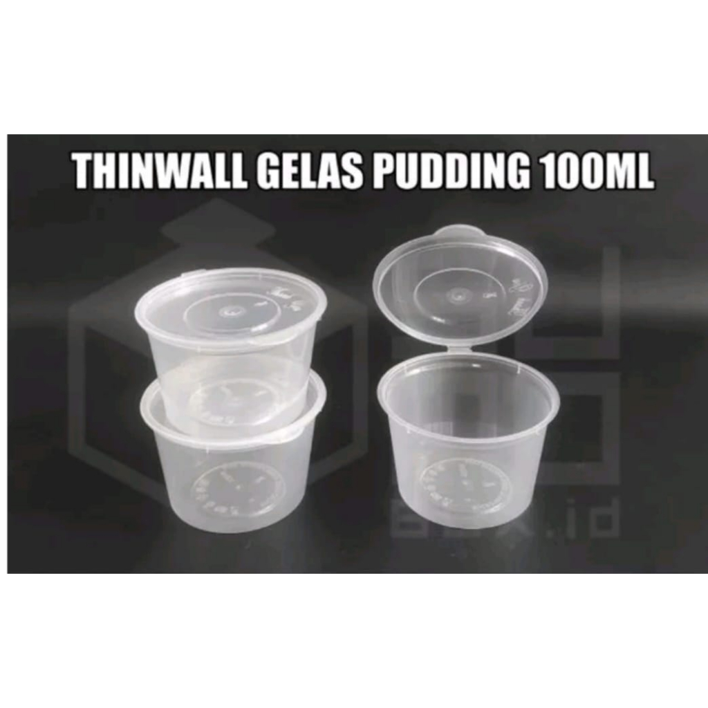 Jual Gelas Pudding 100ml + Tutup / Thinwall Wadah Cup Saus Sambal 100 ml | Shopee Indonesia